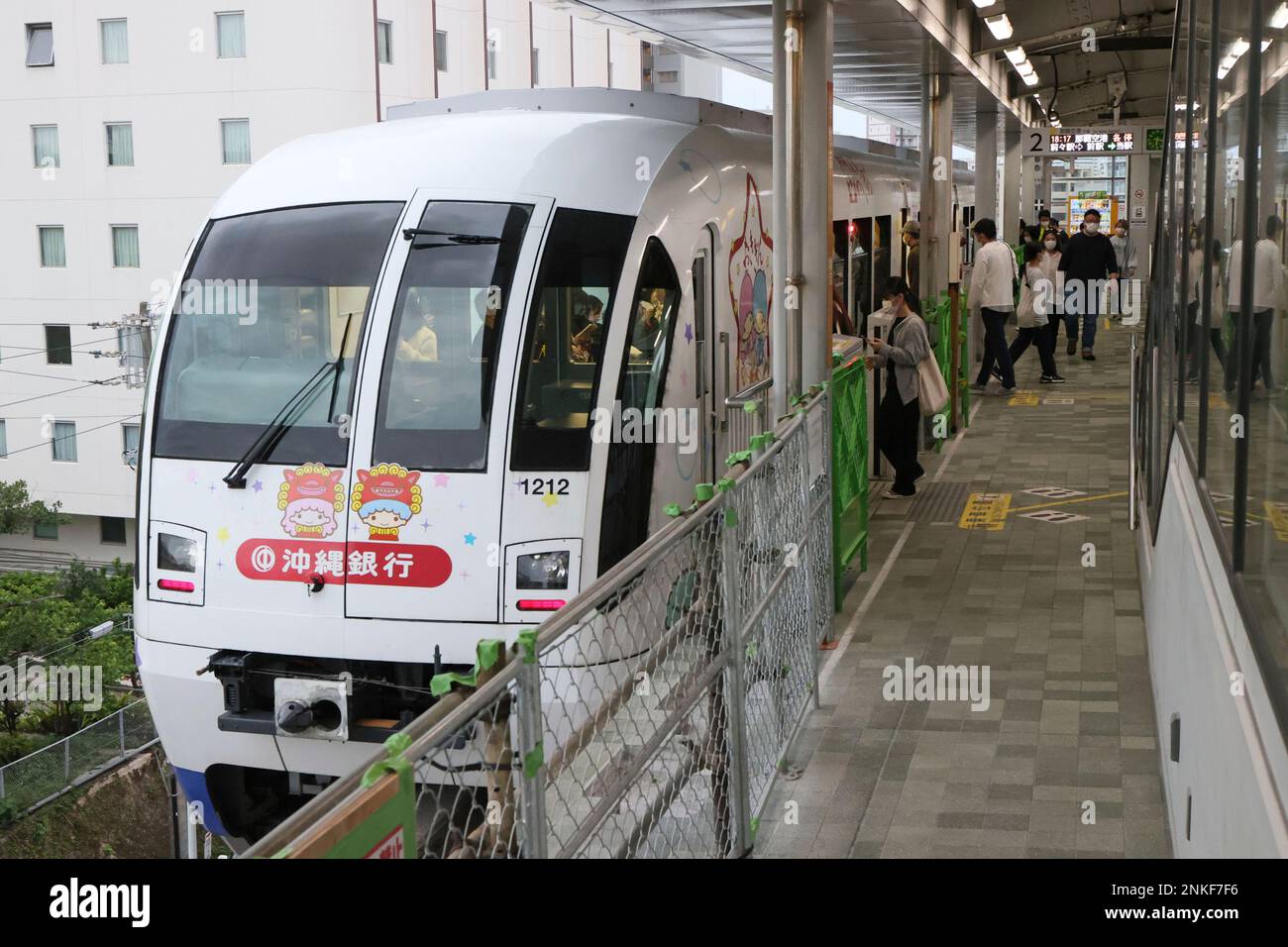 A photo shows the Okinawa Urban Monorail (Yui Rail) in Naha City ...