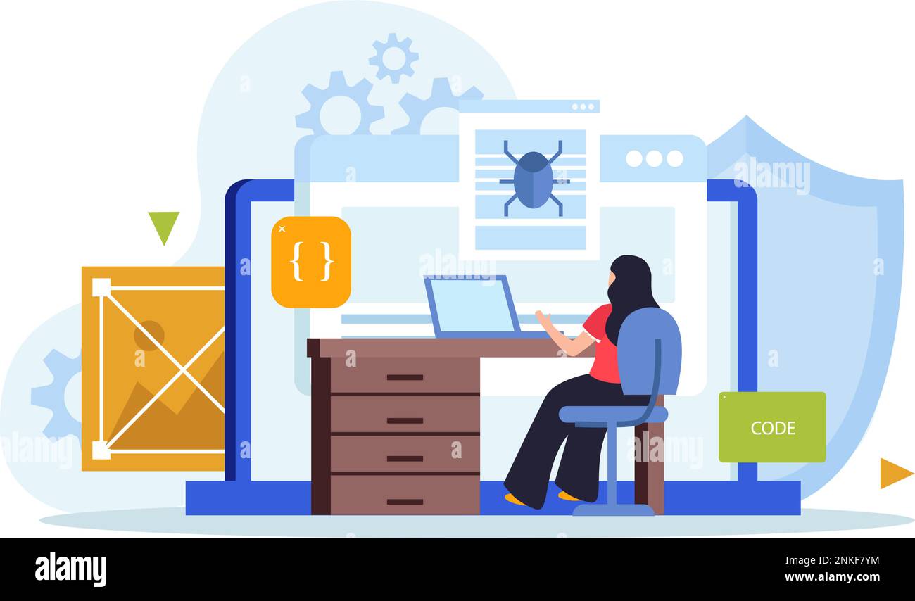 QA engineer composition with bug testing symbols flat vector ... QA engineer composition with bug testing symbols flat vector ...