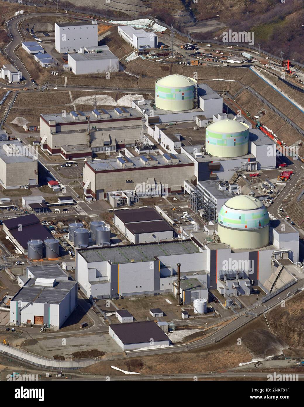 An aerial photo shows the Tomari Nuclear Power Plant in Tomari Village ...