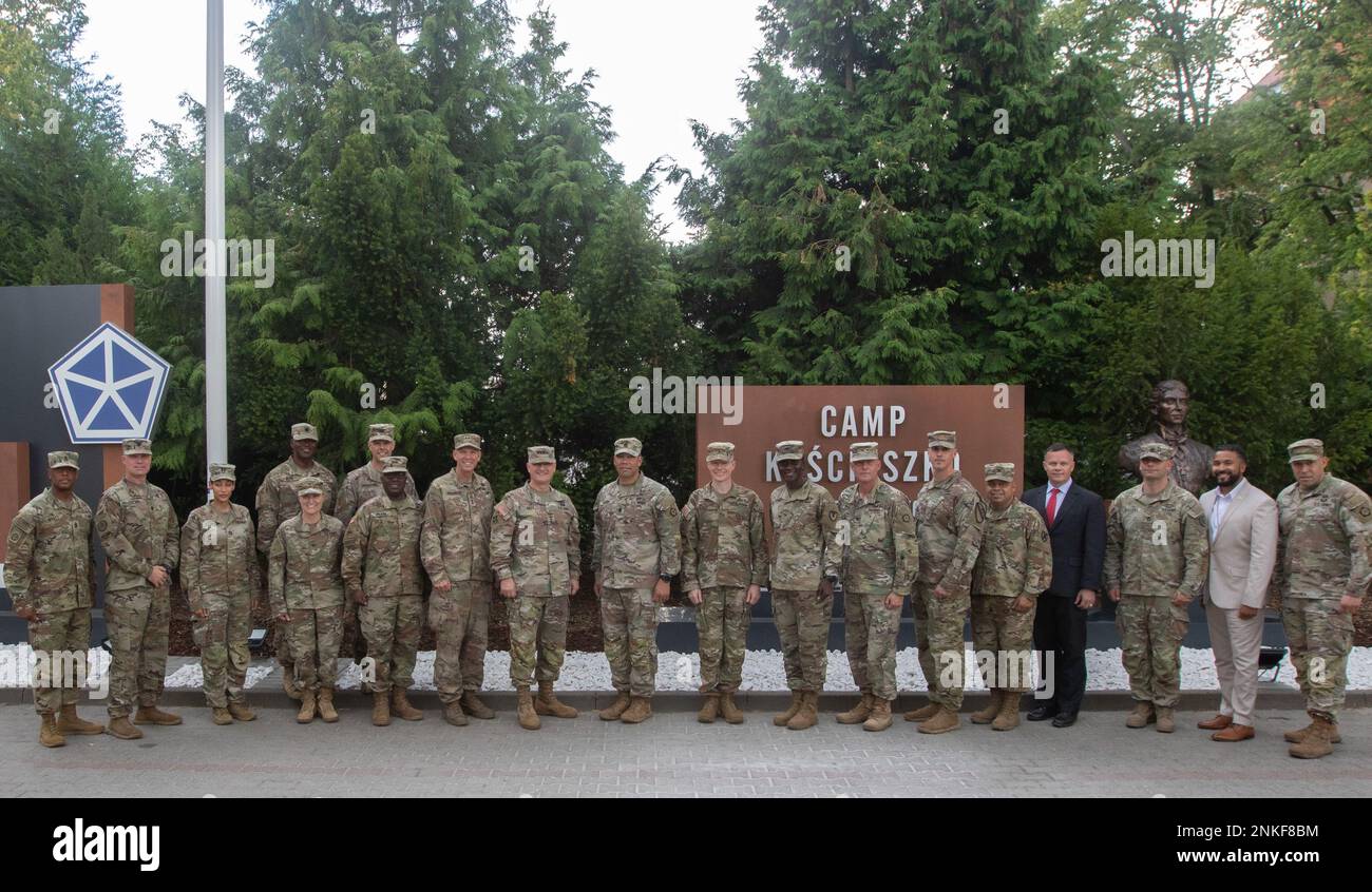 Senior leaders take a group photo during a visit to V Corps’ Forward ...