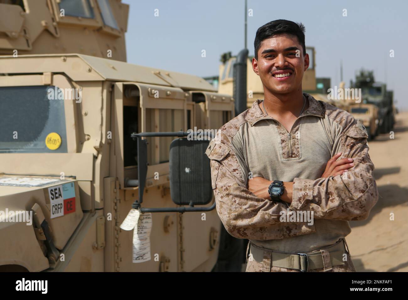 U.S. Marine Corps Pfc. David Rangel, a motor vehicle operator with ...