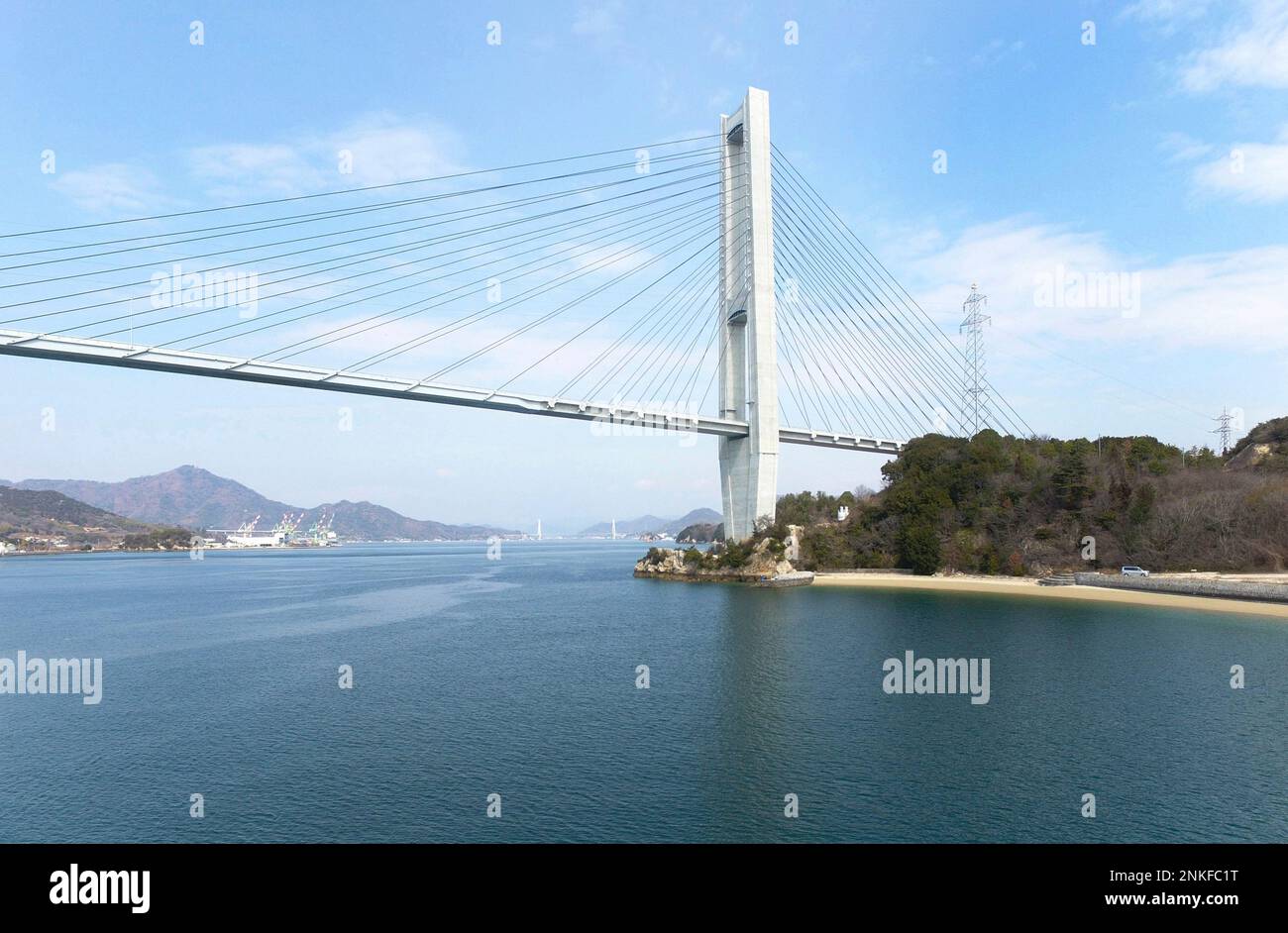 A picture shows Iwagi-bashi Bridge in Kamijima Town, Ehime prefecture ...