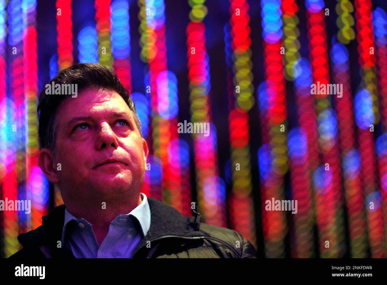 Lighting artist Leo Villareal at his "Point Cloud" installation inside ...