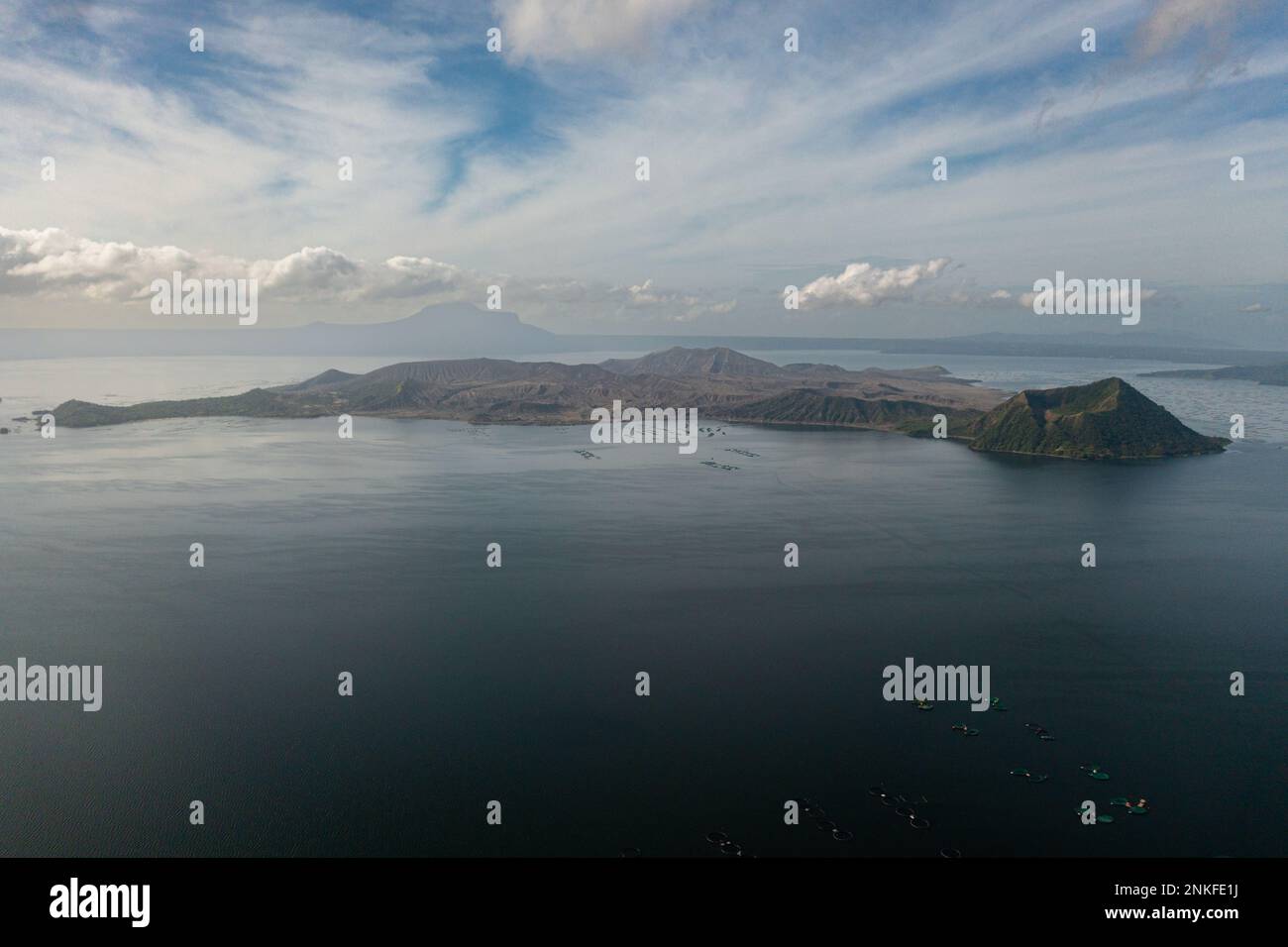 Volcano Taal with a crater on an island in the middle of a lake ...