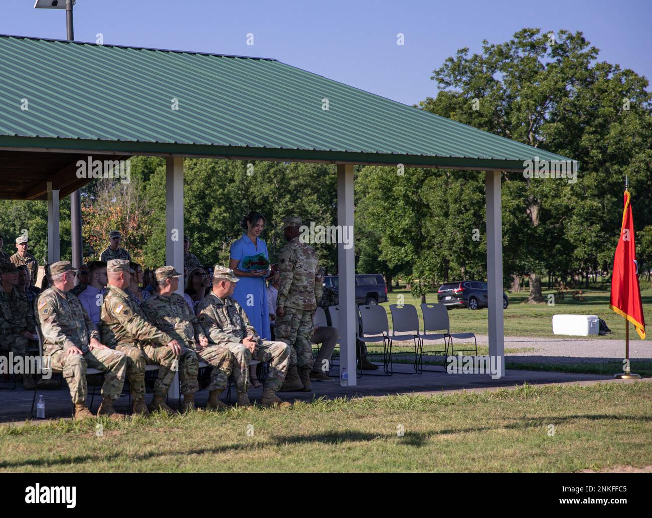 A Soldier from the 45th Infantry Brigade Combat Team presents Niki ...