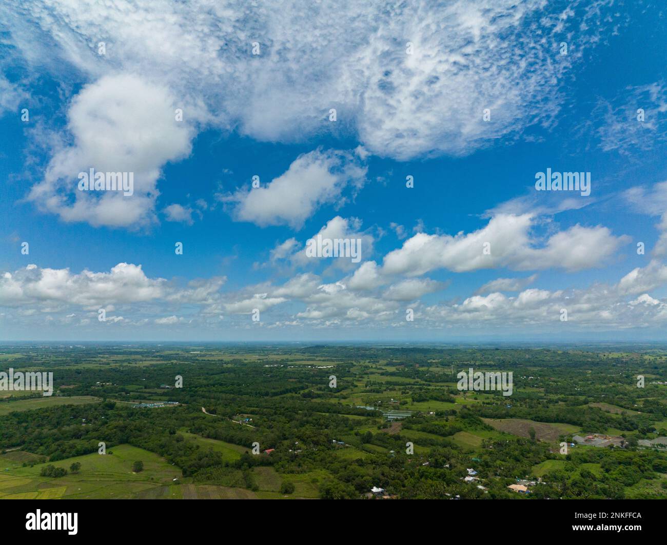 Aerial view of Rice fields and agricultural land in the countryside ...