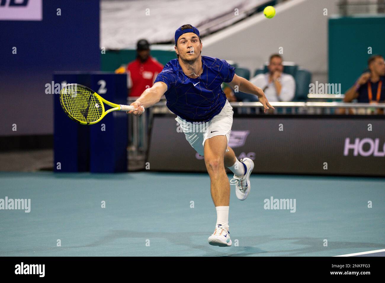 Miomir Kecmanovic of Serbia during the Miami Open Tennis tournament on ...