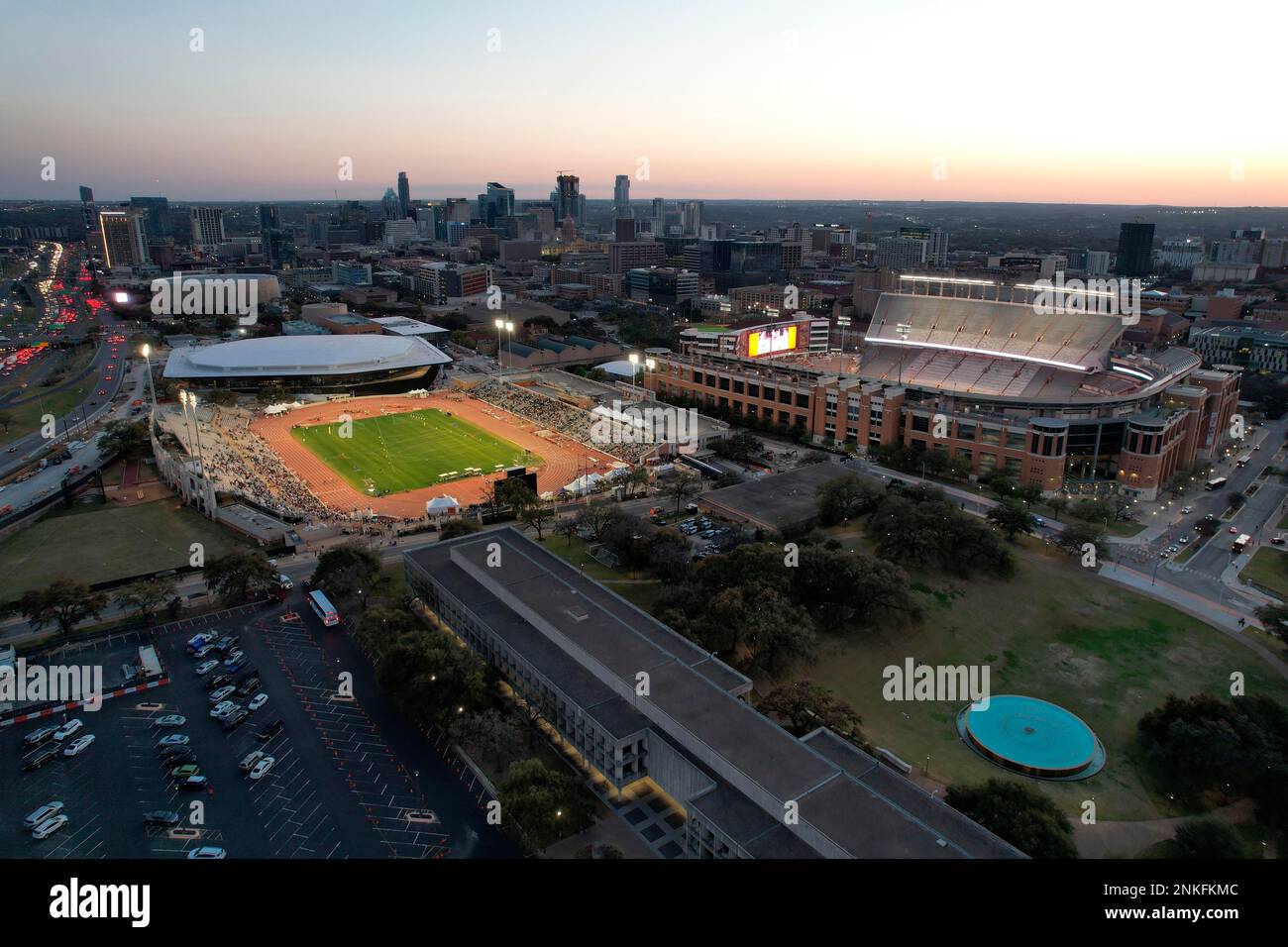An aerial view of Mike A. Myers Stadium on the campus of the University ...
