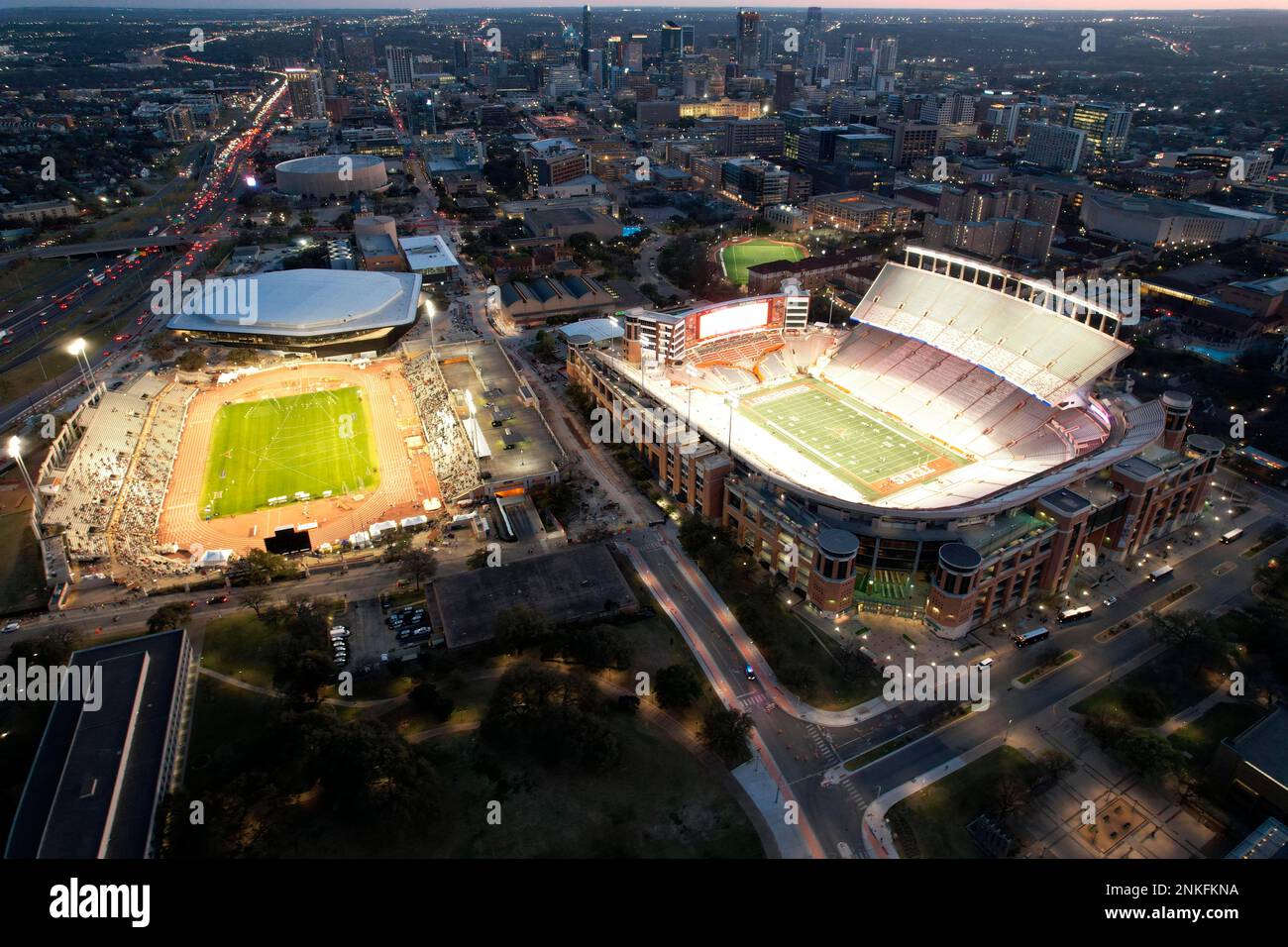 An aerial view of Darrell K Royal-Texas Memorial Stadium, Mike A. Myers ...
