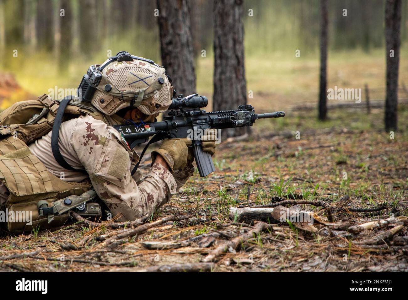 A United Arab Emirates soldier from the 11th Mountain Battalion engages ...