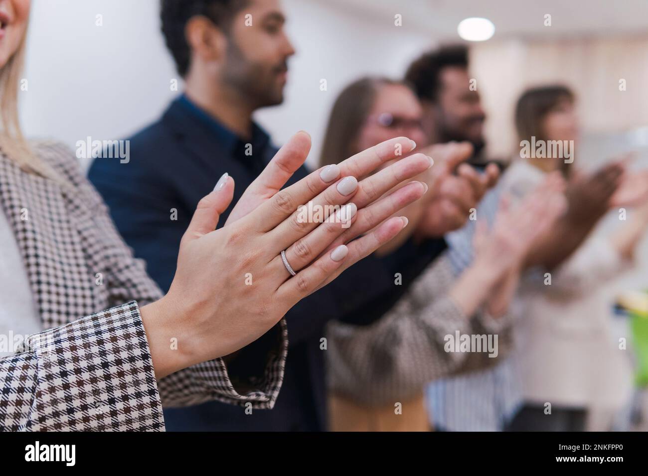 Business people clapping hands after a presentation in office Stock ...
