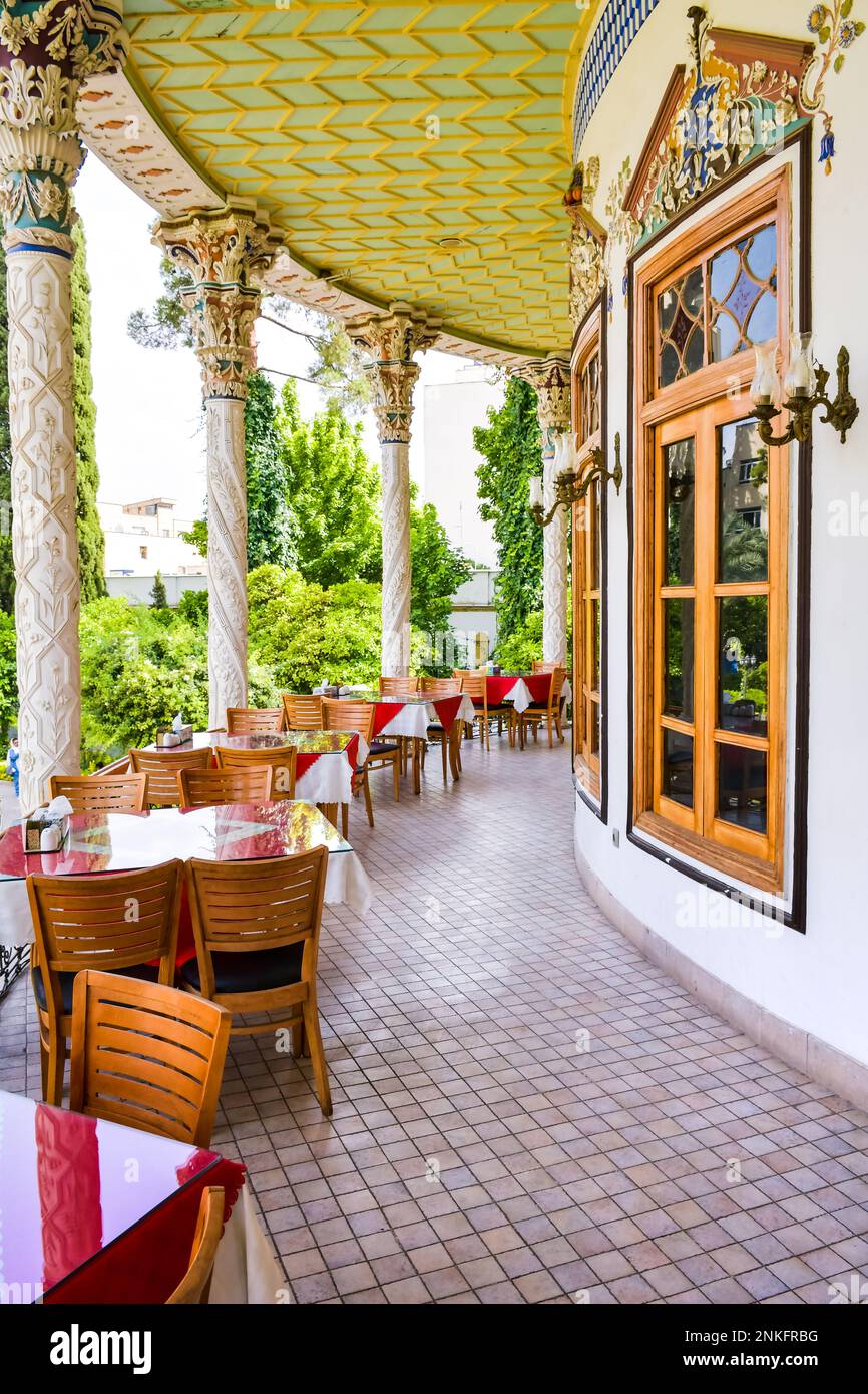 Shiraz, Iran -10th june, 2022: tables and chairs in popular tourist ...