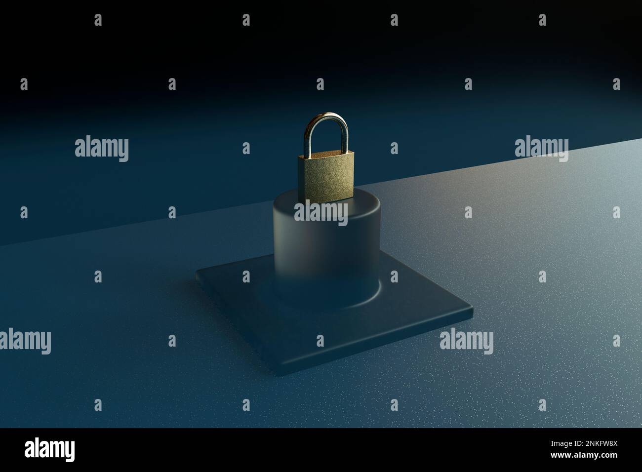 Three dimensional render of padlock on pedestal Stock Photo - Alamy