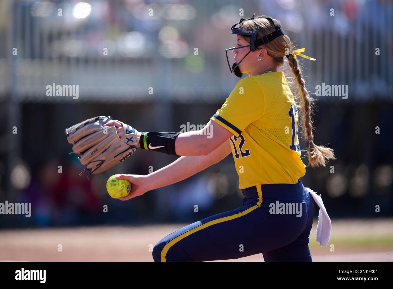 Michigan Wolverines pitcher Jessica LeBeau (12) during an NCAA softball ...
