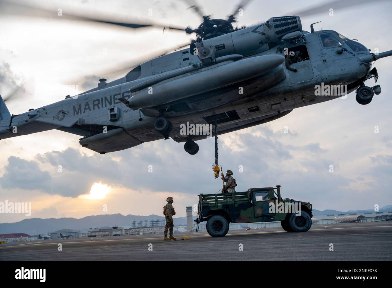 U.S. Marines with Combat Logistics Battalion 31, prepare a Humvee for ...