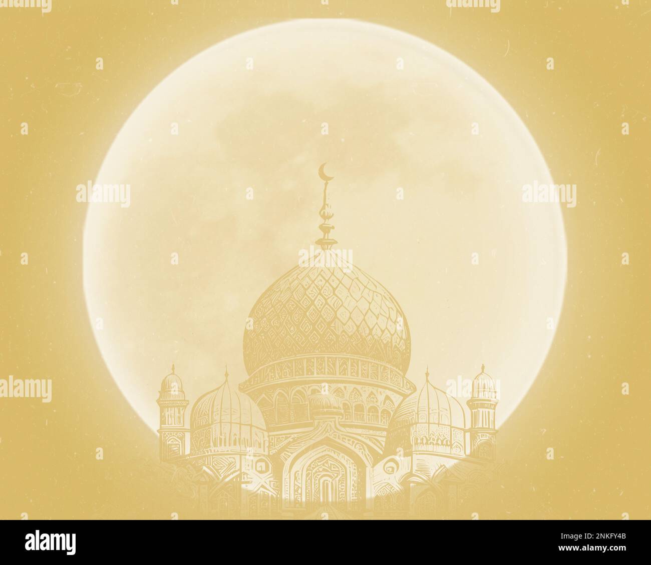 Islamic Mosque and Moonlight background template with copy space area ...