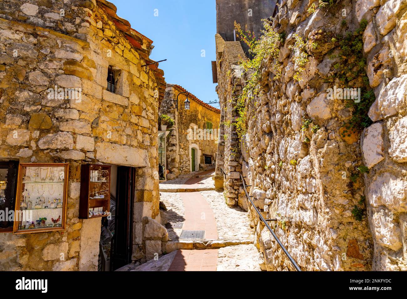 Eze, France - August 1, 2022: Historic streets and stone houses in ...