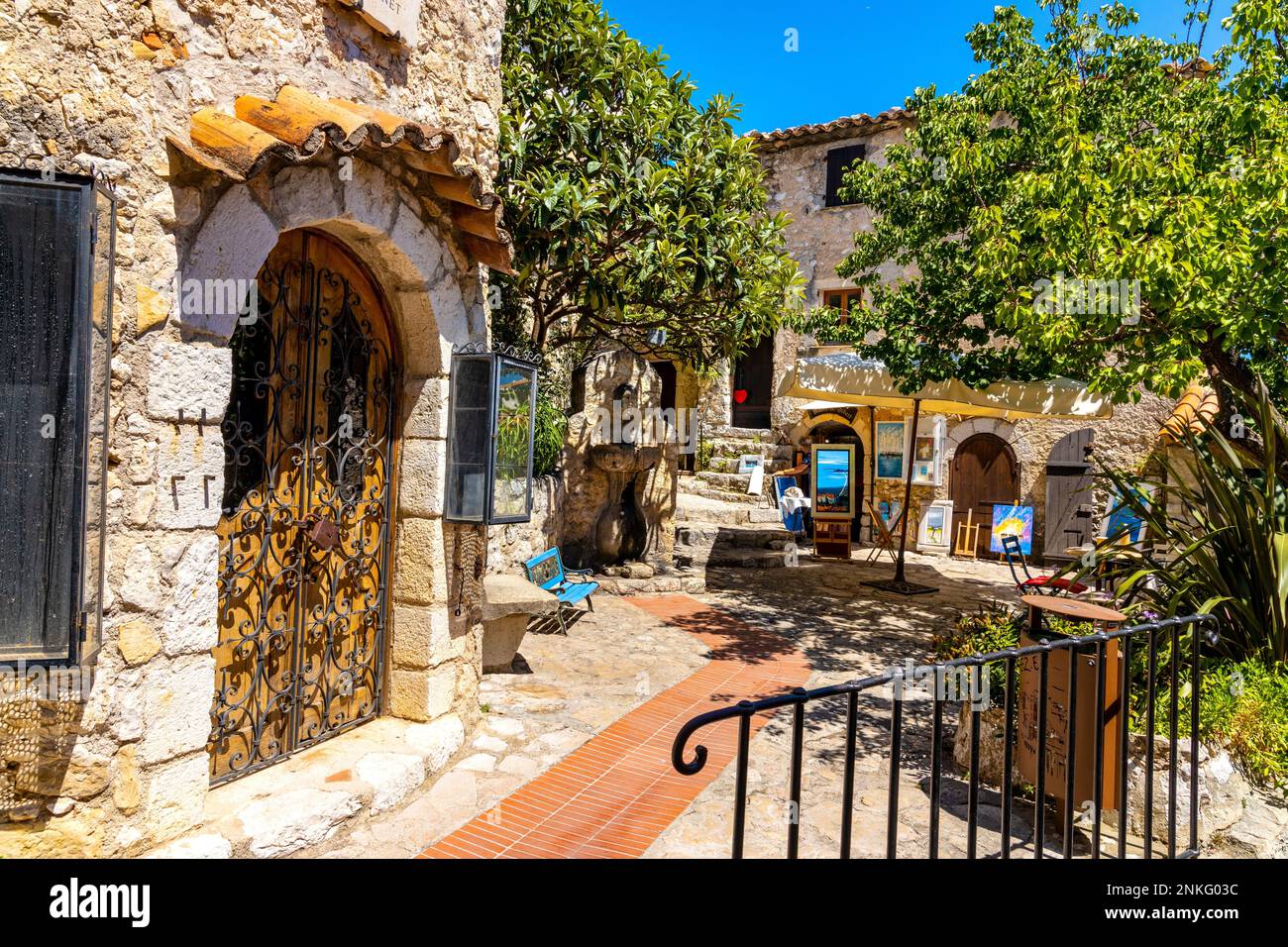 Eze, France - August 1, 2022: Historic streets and stone houses in ...