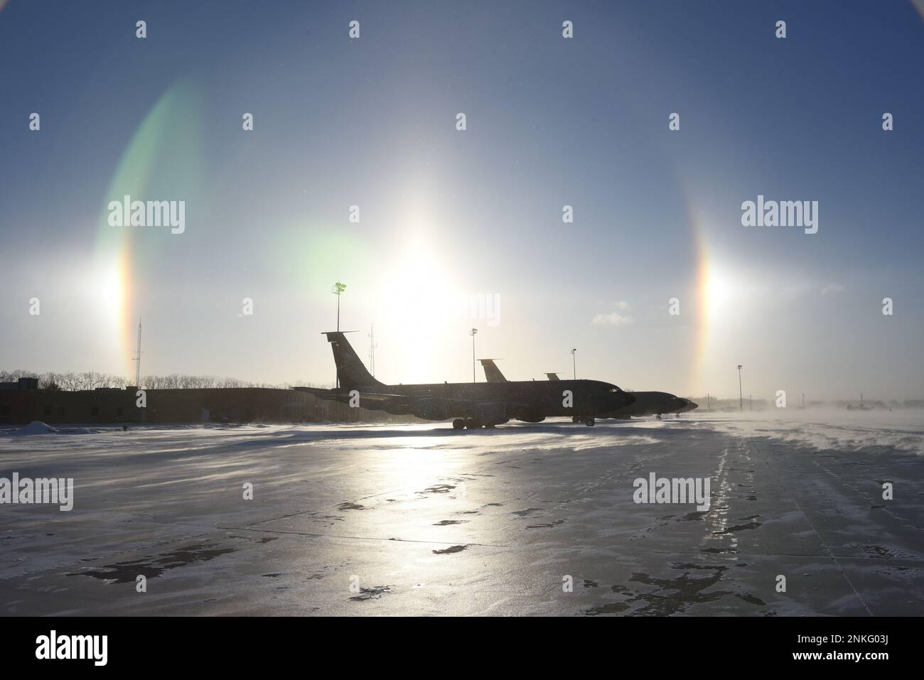 North winds whip up snow on an icy ramp in Sioux City, Iowa as the ...