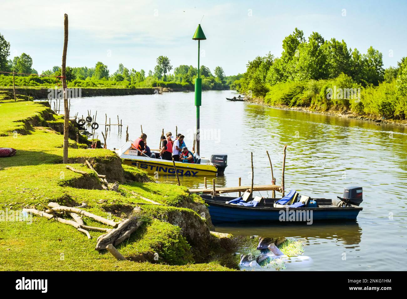 Bandar Anzali, Iran - 10th june, 2022: Anzali wetlands with tourist on ...