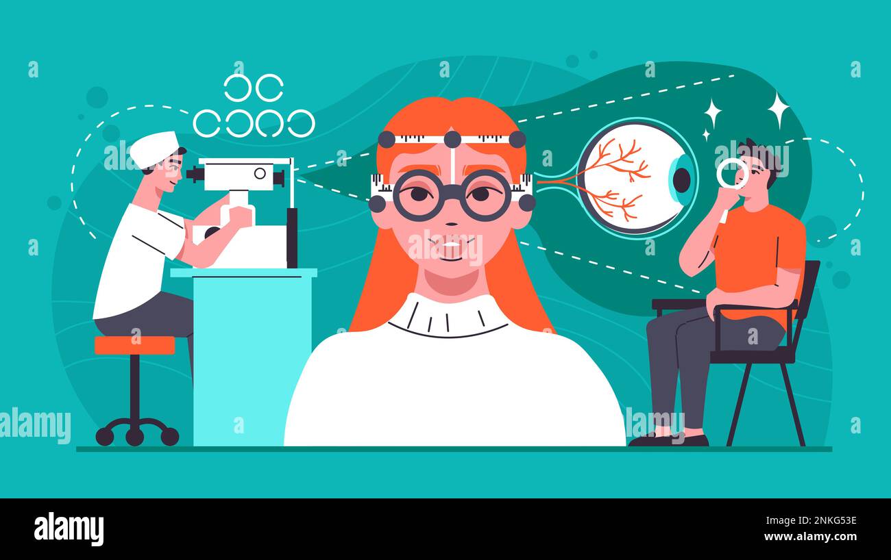 Ophthalmologist horizontal background with doctor in hospital uniform ...