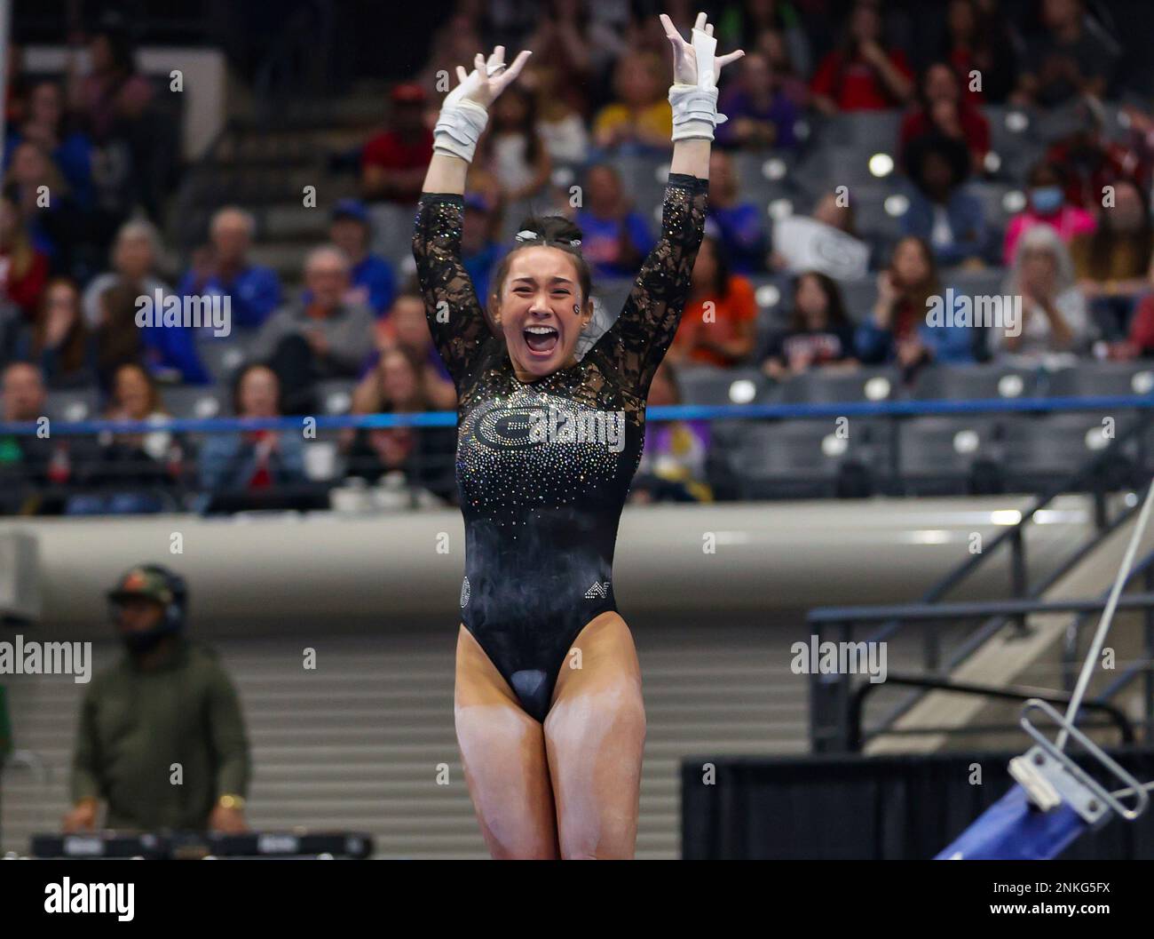 March 19, 2022: Georgia's Amanda Cashman celebrates after her bar ...