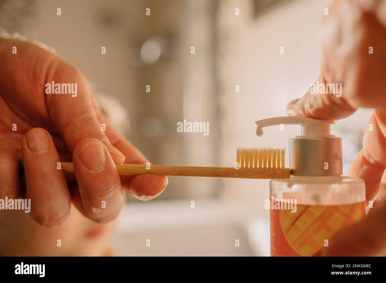 Man brush putting toothpaste hi-res stock photography and images - Alamy