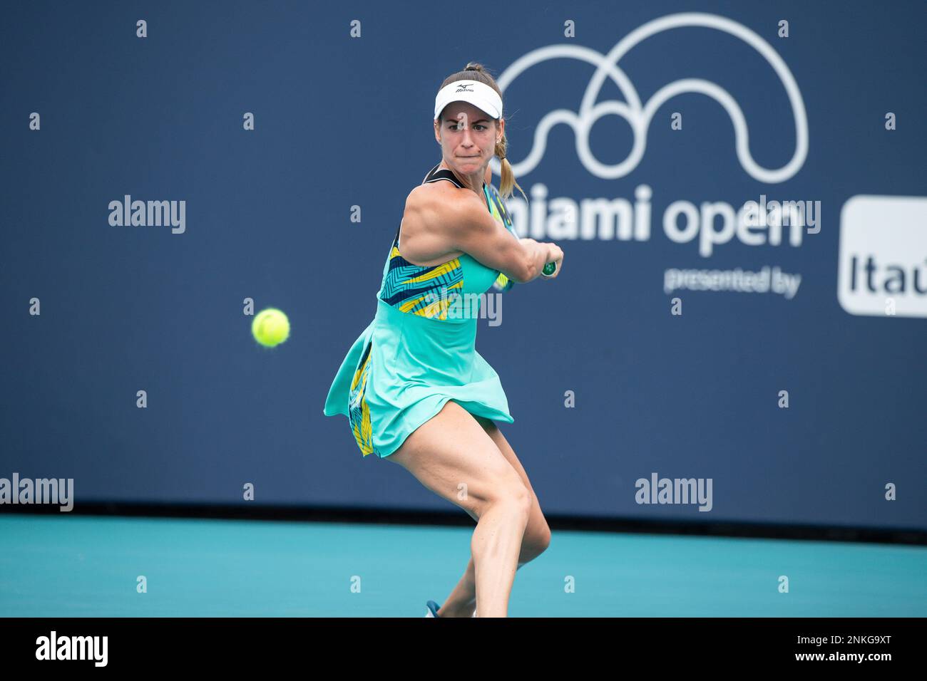 Anna Bondar of the Hungary during the Miami Open Tennis tournament on ...