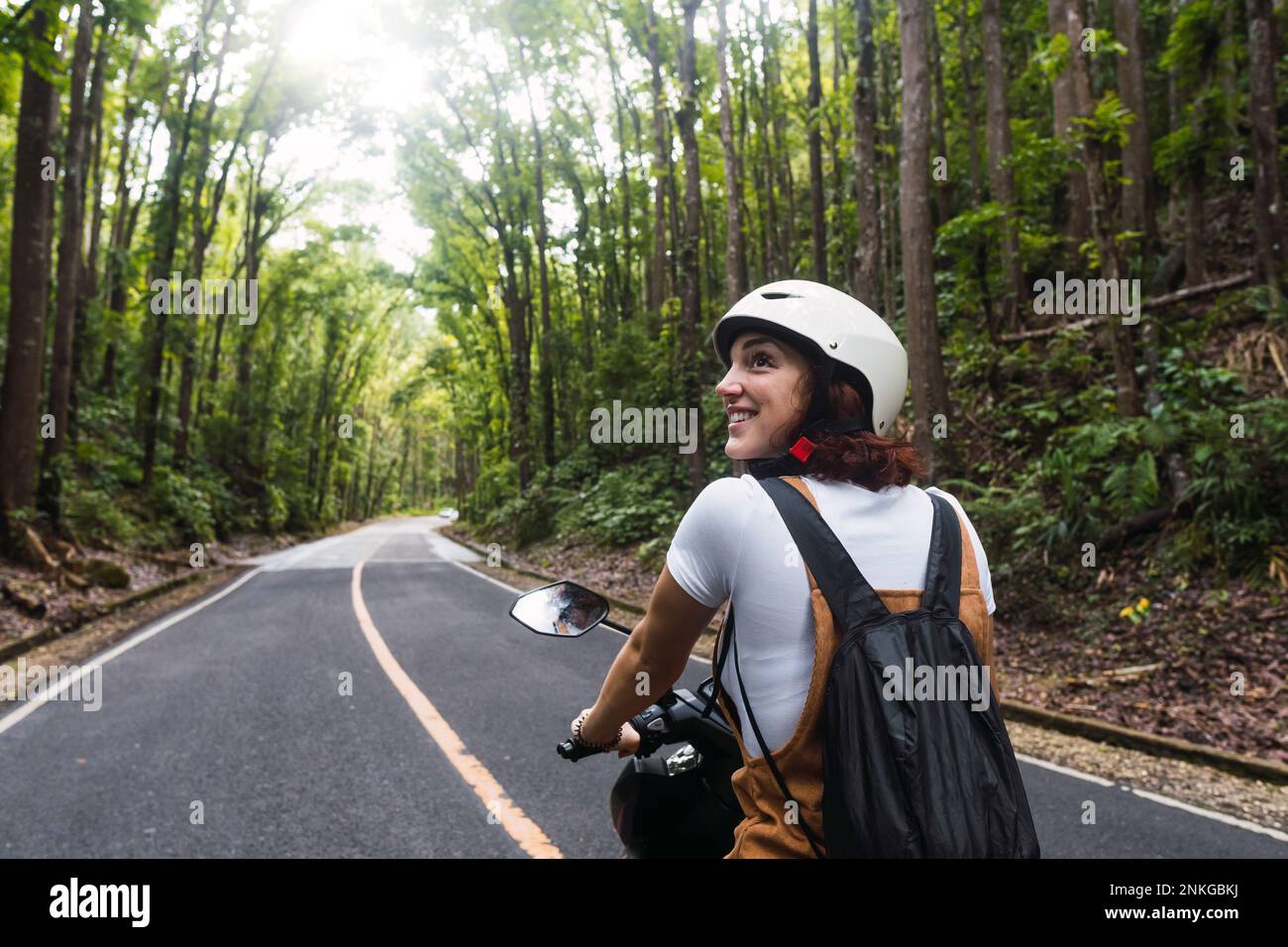 Woman wearing motorbike helmet hi-res stock photography and images - Alamy