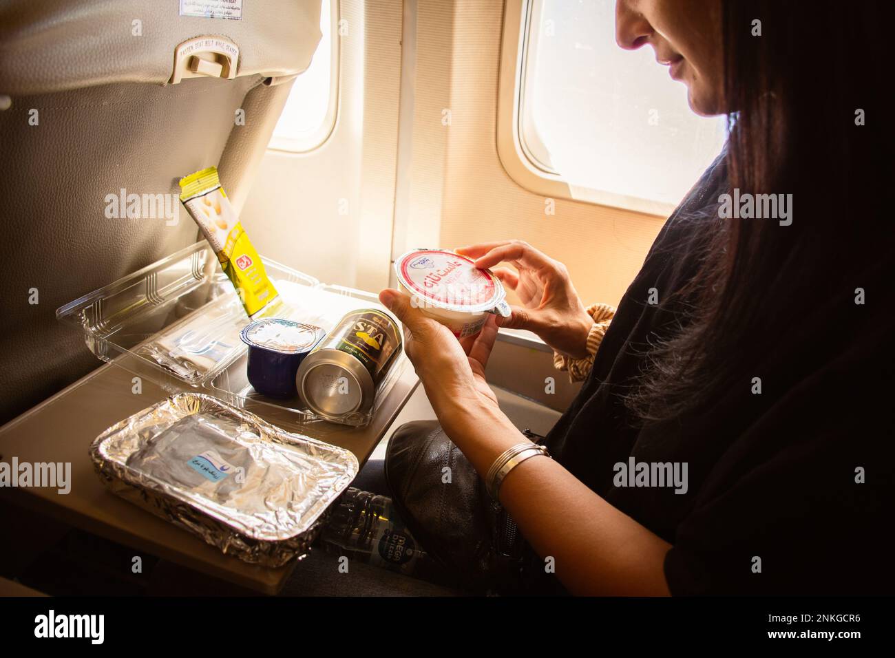 Iran - 26th june, 2022 : flight meal included on flight for passenger ...