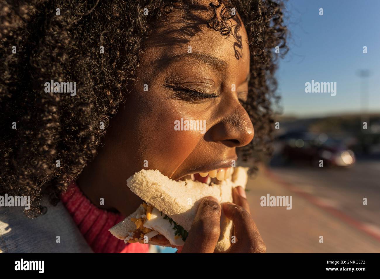 Woman eating healthy sandwich hi-res stock photography and images - Alamy