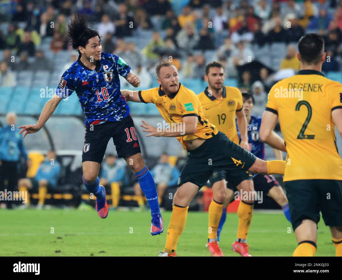 Members of Australia and Japan National Football Team take part in the ...