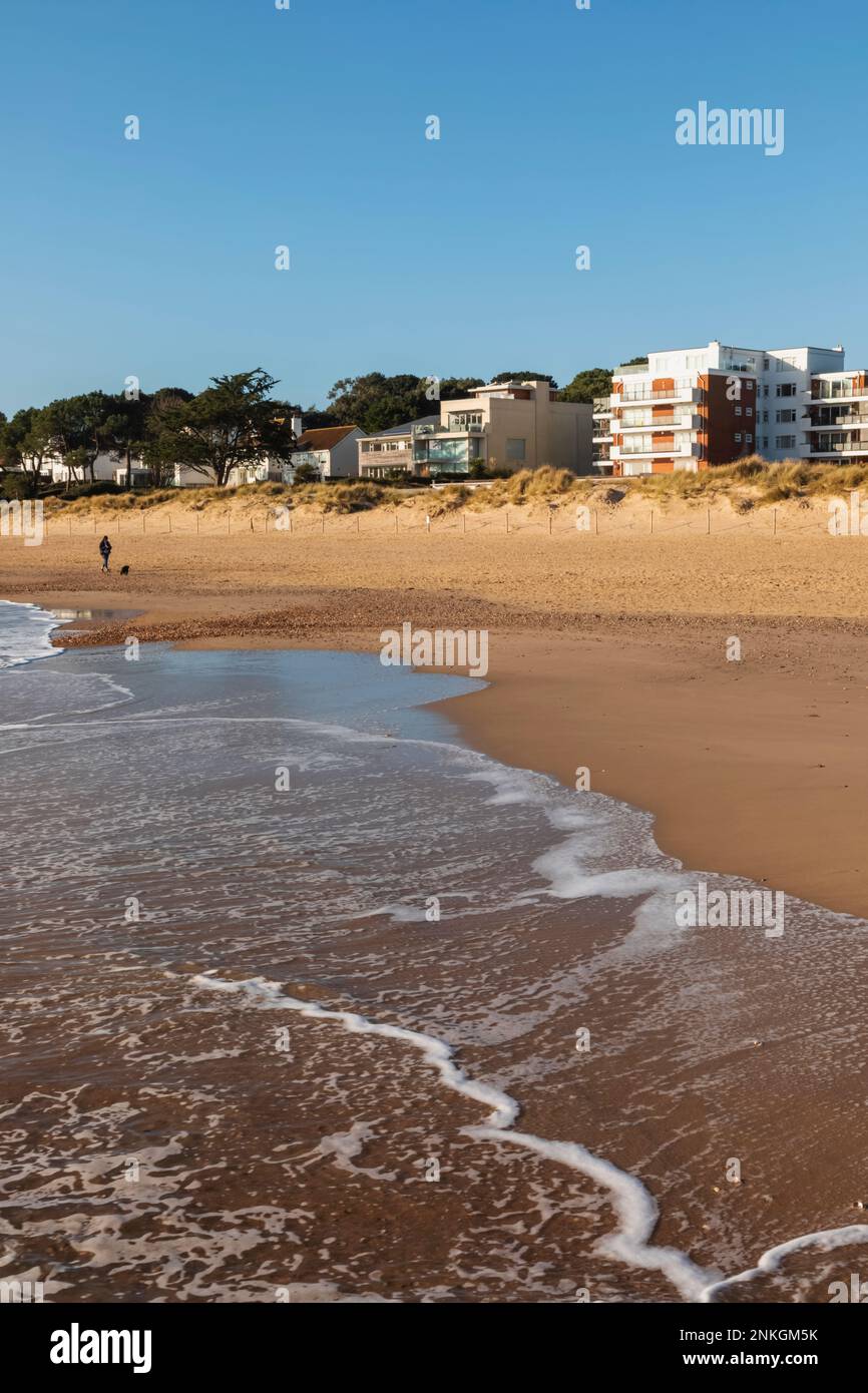 England, Dorset, Poole, Sandbanks Beach and Luxury Waterfront Houses ...