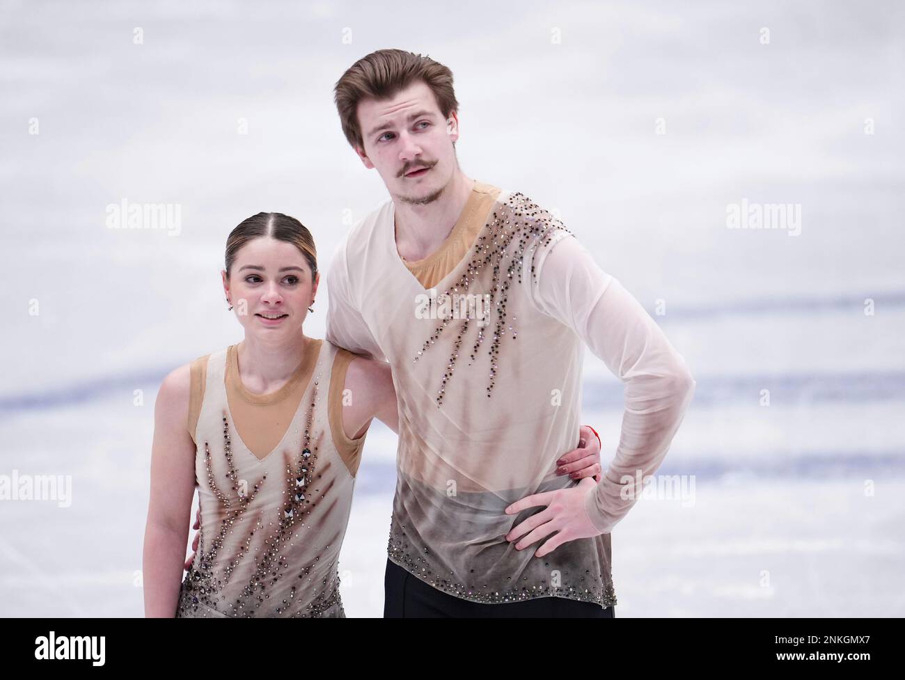 Ukrainian figure skaters Sofia HOLICHENKO and Artem DARENSKYI react ...