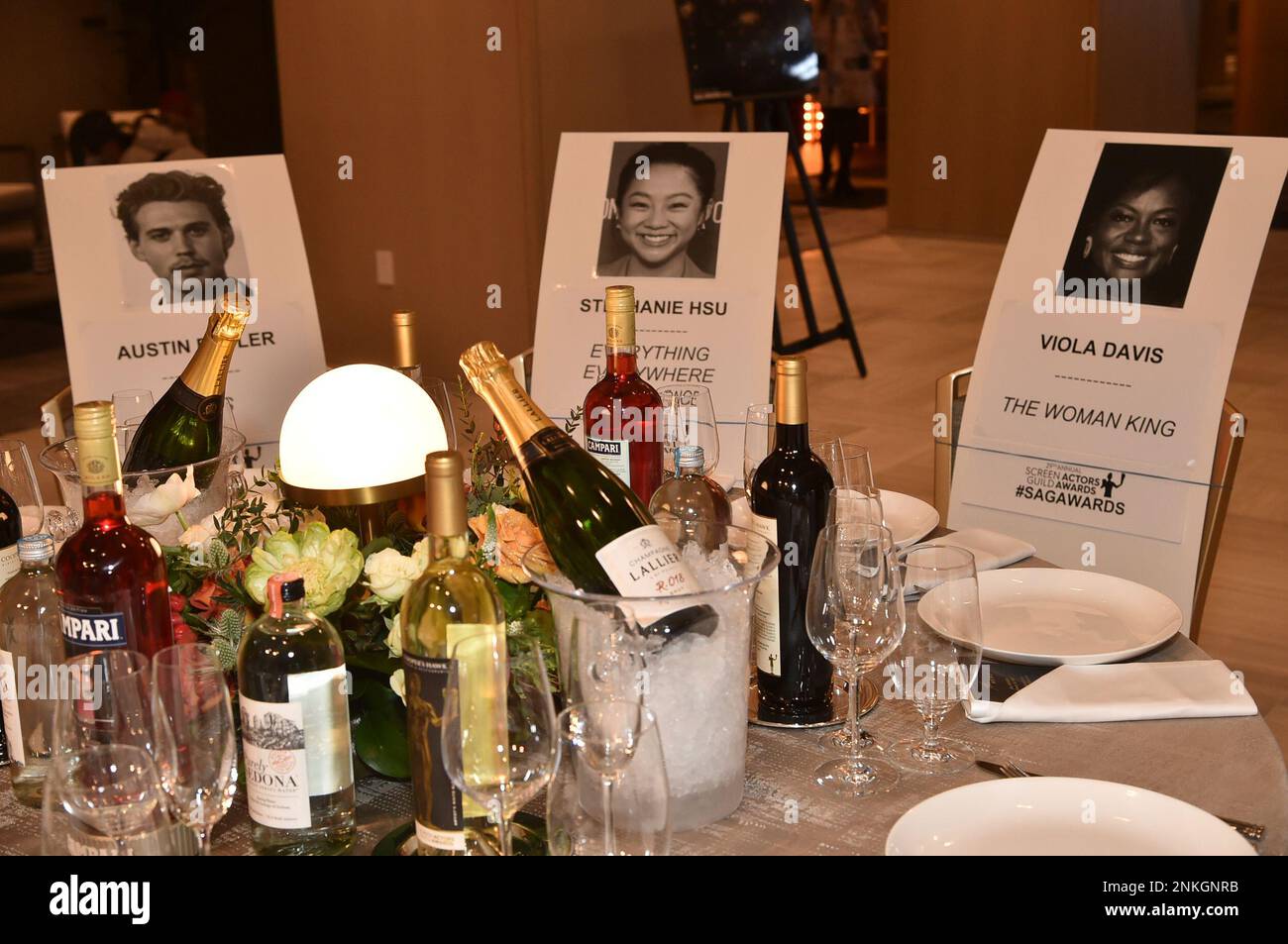 Placards representing actors are pictured at a media preview day before ...