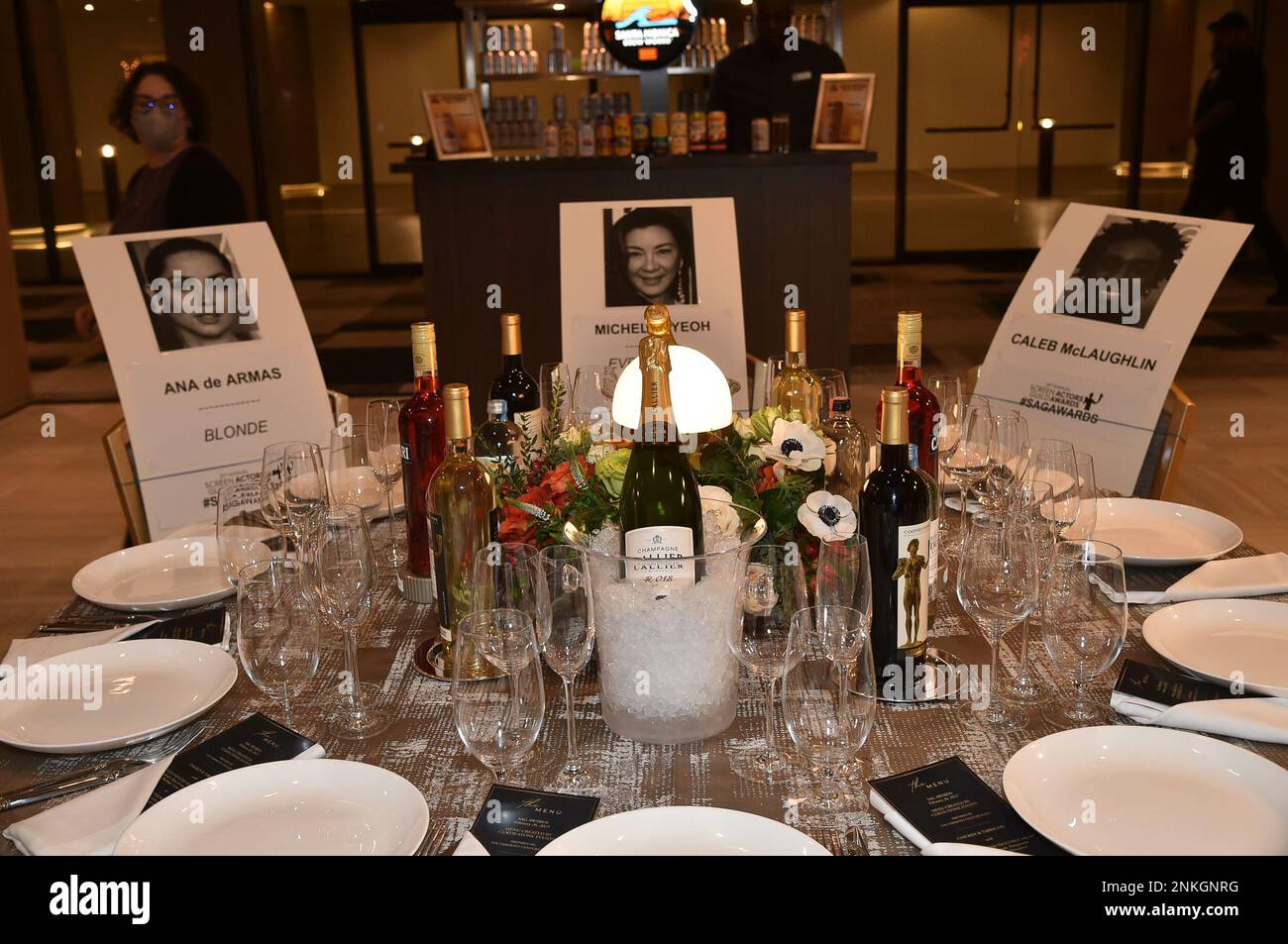 Placards representing actors are pictured at a media preview day before ...