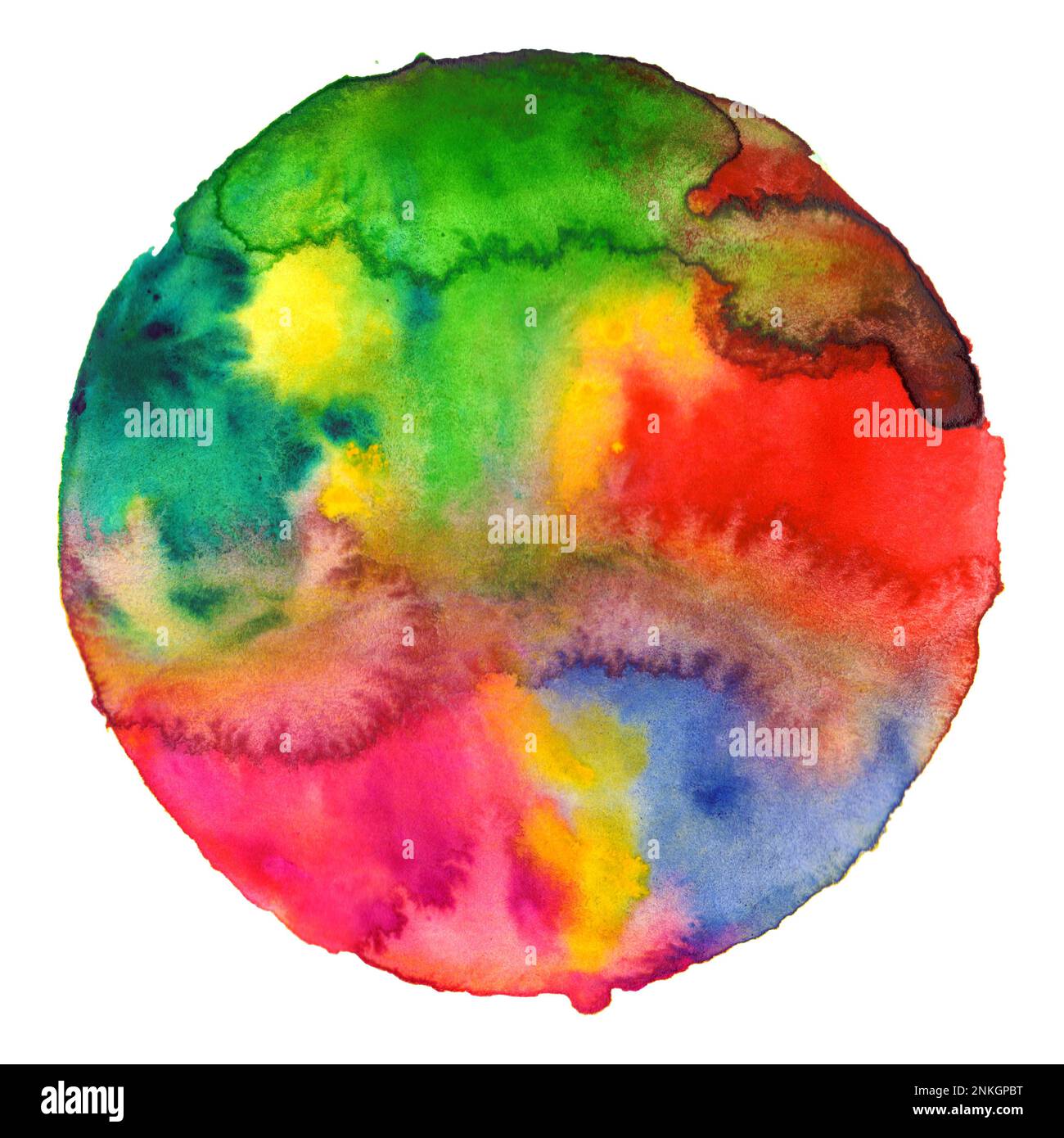 Watercolor colorful rainbow circle spot blot blob texture background ...