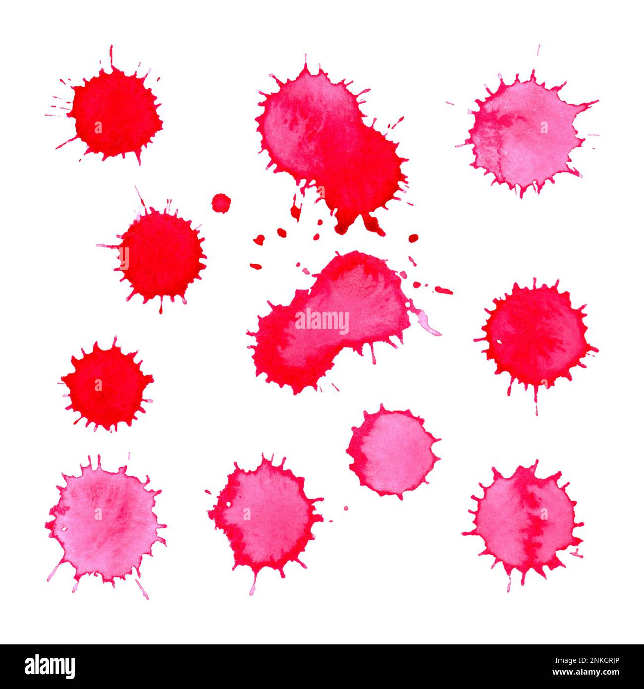 Watercolor bright pink spot blob blot isolated set Stock Photo - Alamy