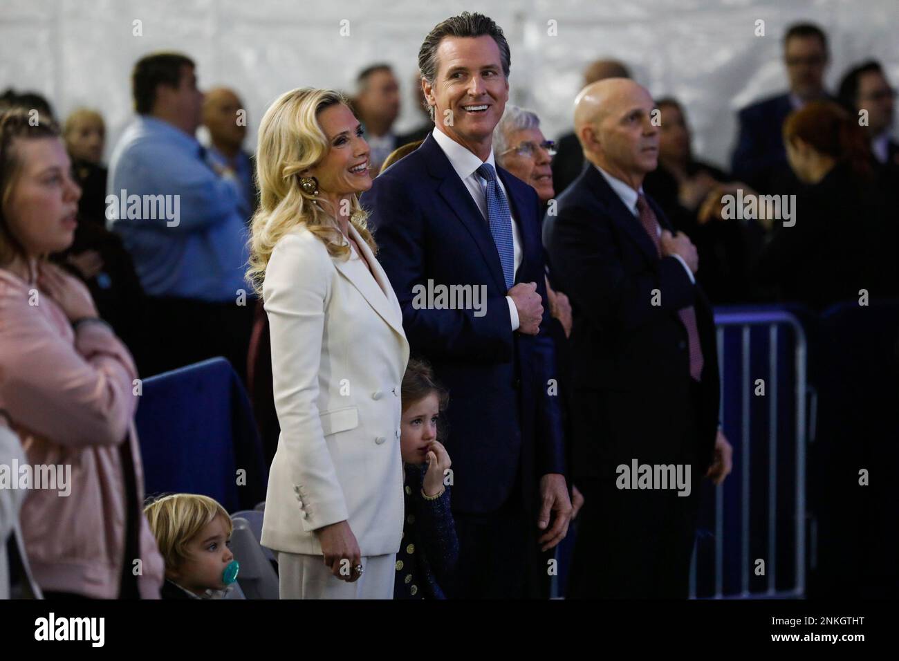 Governor-elect Gavin Newsom and wife Jennifer Siebel Newsom during his ...