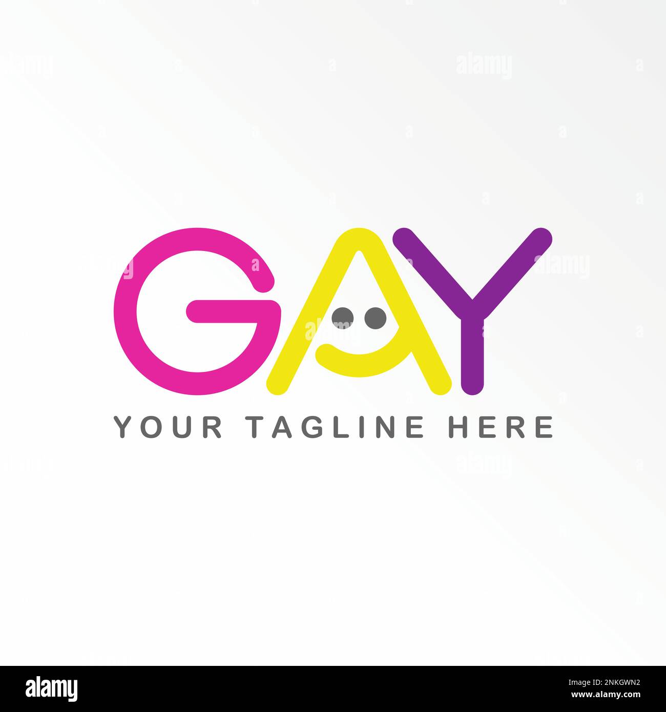 Writing GUY sans serif bubble font with colors and smile face on word A ...