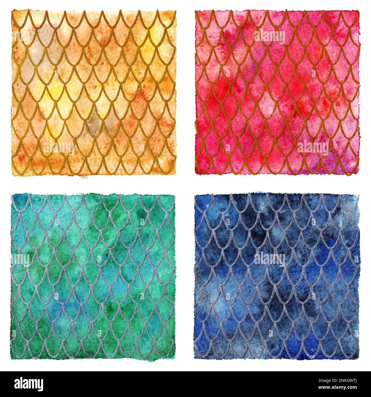 Dragon skin scales pattern texture background four colors set Stock ...