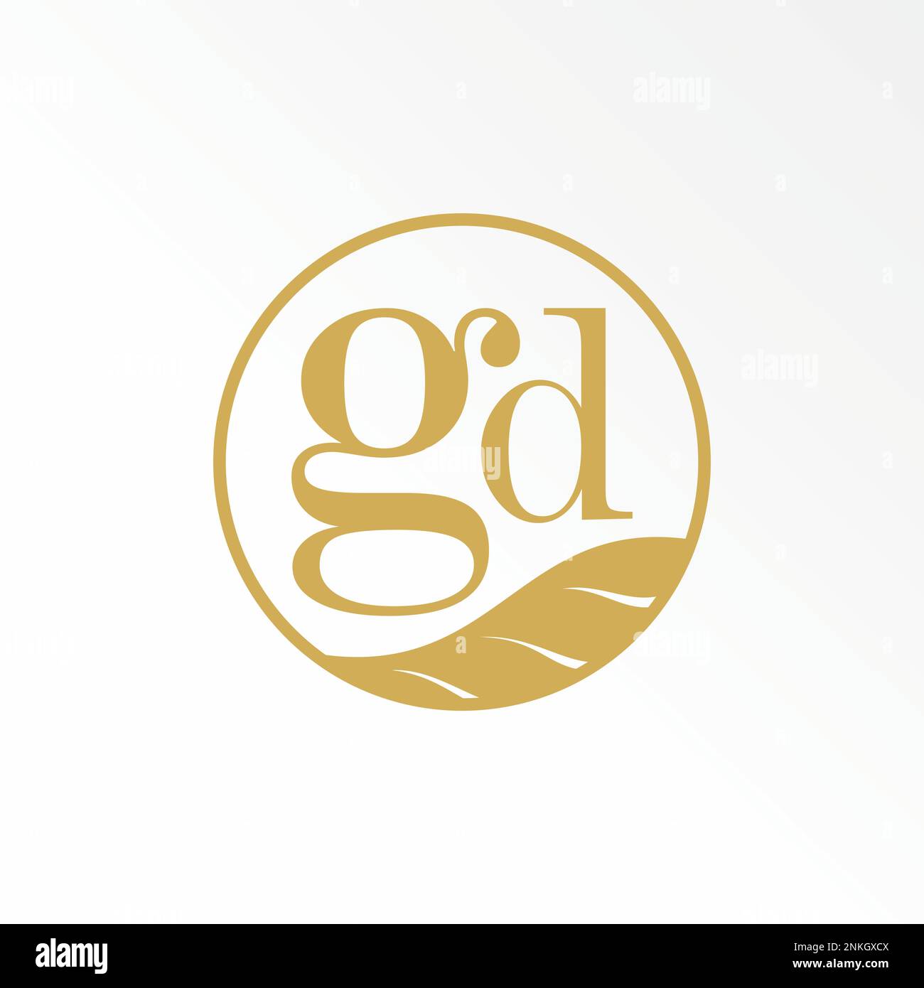 Letter or word DG or GD serif font with circle line and leaf image ...