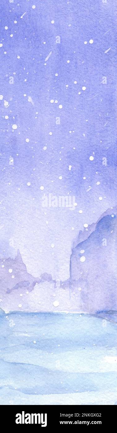 Watercolor violet winter snow sky landscape texture background Stock ...