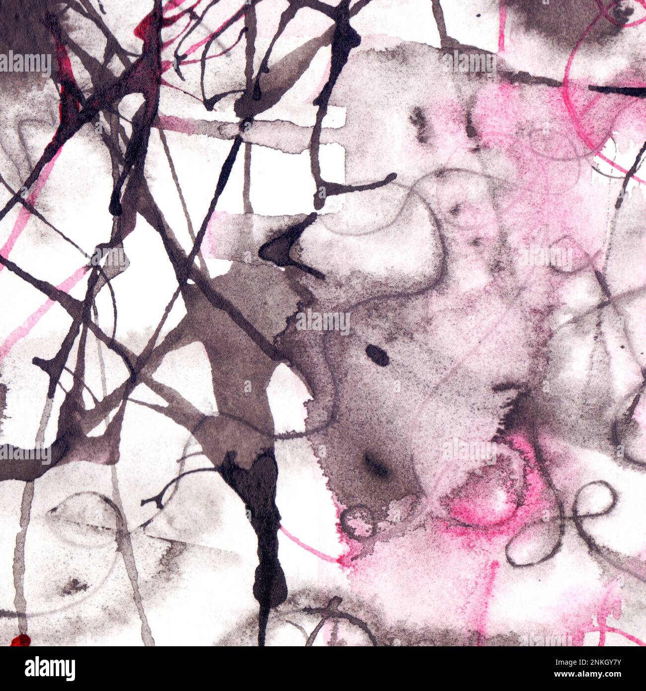 Watercolor black white pink abstract texture background Stock Photo - Alamy