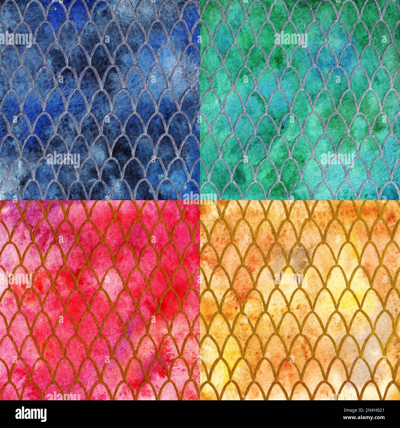 Dragon skin scales pattern texture background four colors set Stock ...