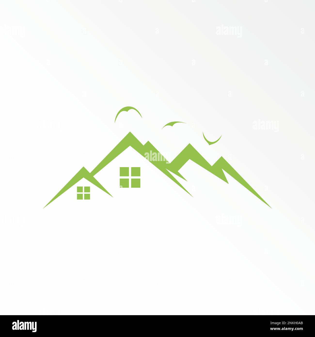 Birds, Roof house and windows like Mountain image graphic icon logo design abstract concept ...