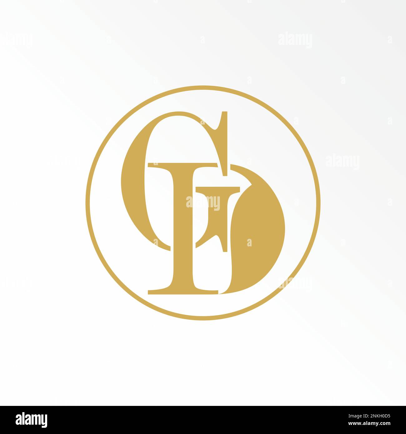 Letter or word DG or GD serif font with circle line and leaf image ...