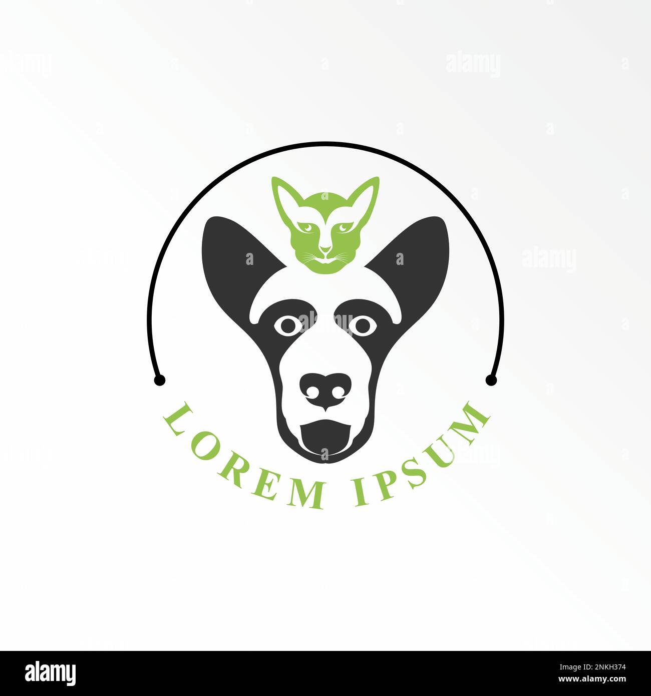 Simple and unique Dog and cat head on top down image graphic icon logo design abstract concept ...