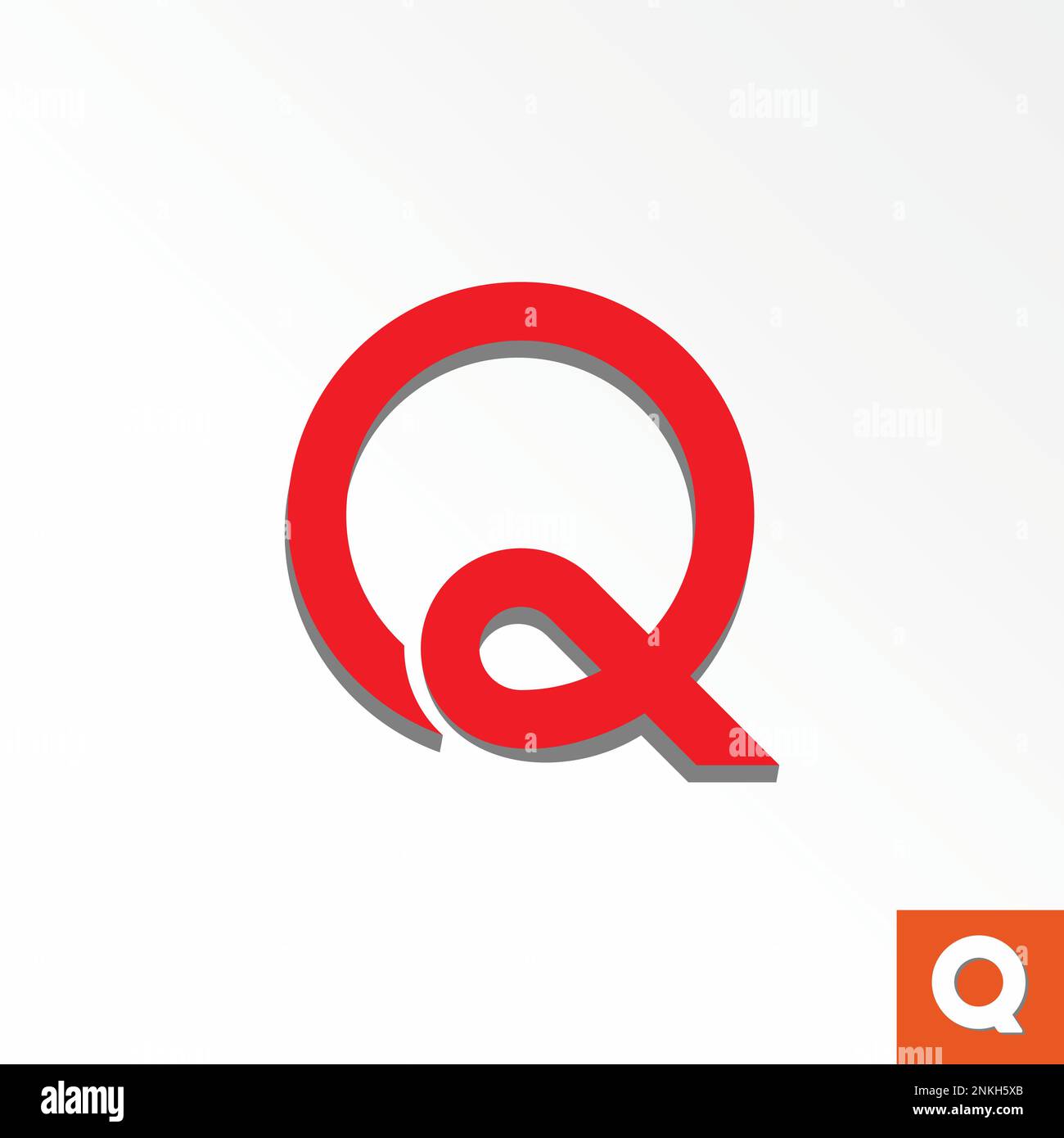 Simple and unique letter or word Q sans serif line font 3D shadow image ...