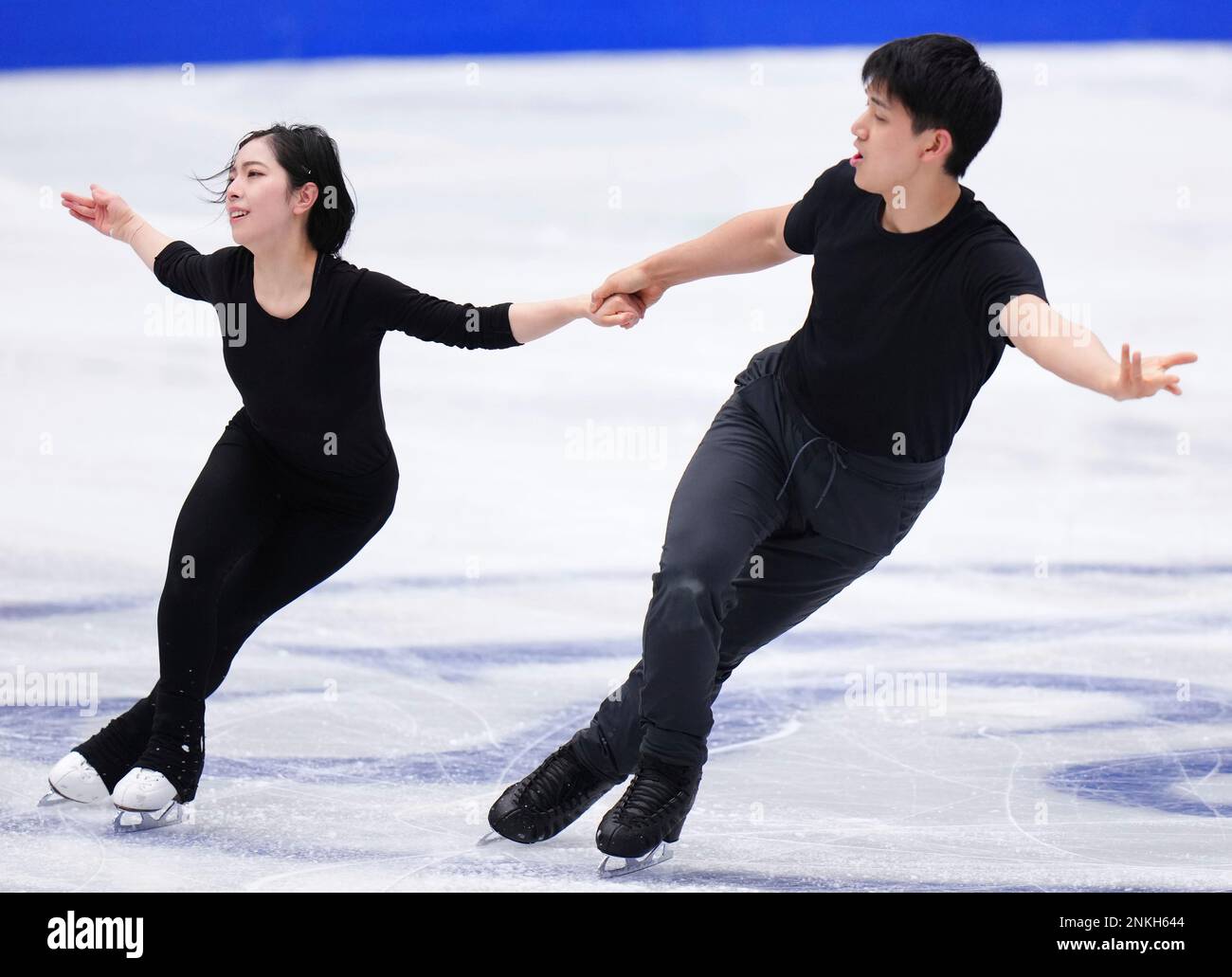 Japanese figure skater Riku Miura and Ryuichi Kihara attend an official ...
